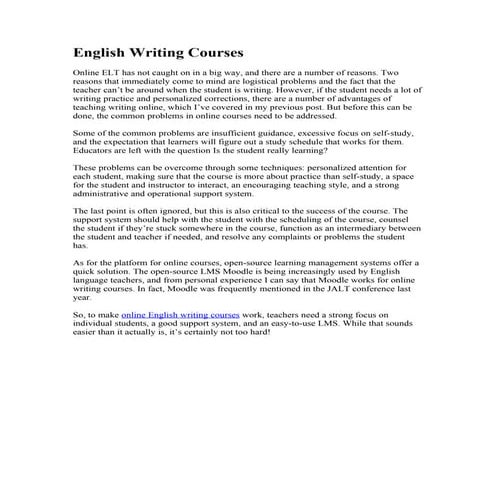 English writing courses | DOC | Online Education | Education