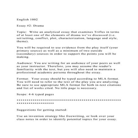 English 1002Essay #2 DramaTopic Write an analytical ess.docx