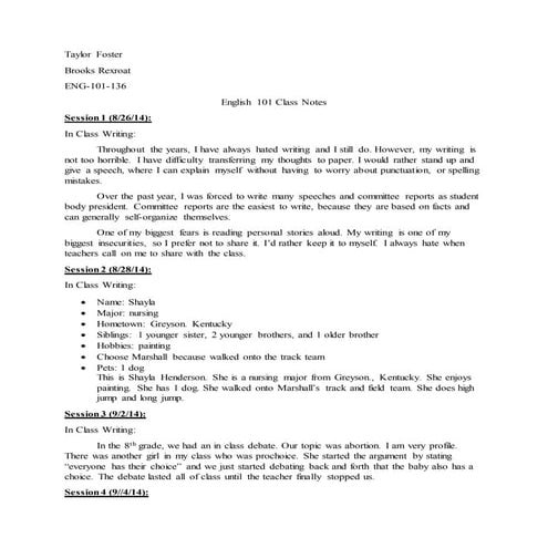 English 101 class notes | DOCX