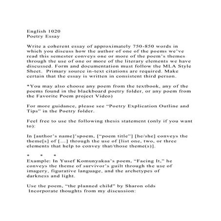 English 1020 Poetry EssayWrite a coherent essay .docx