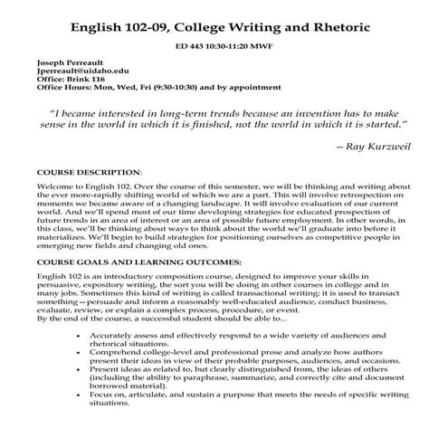 English 102 syllabus official start | PDF
