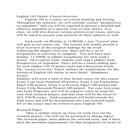 English 103 Online Course OverviewEnglish 103 is a course on cri.docx