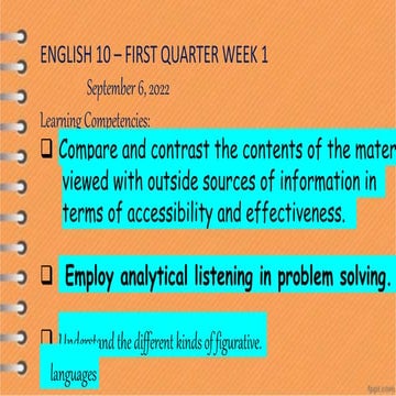 ENGLISH 10 Q1W1 | PPTX