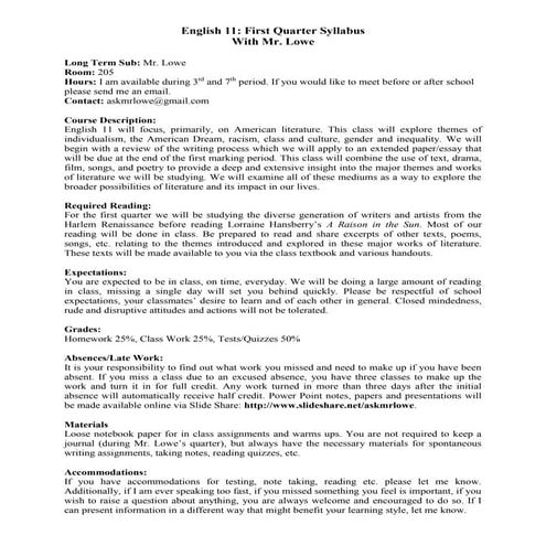English 11 syllabus | DOCX