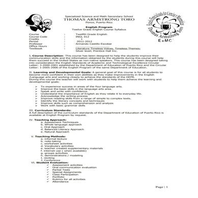 English 12 syllabus | DOC