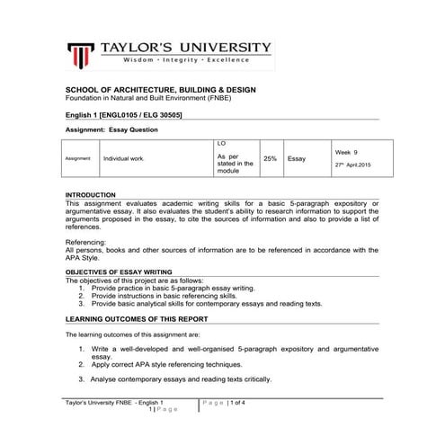 English 1 Essay | DOC