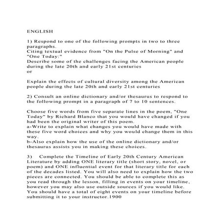 ENGLISH1) Respond to one of the following prompts in two to th.docx