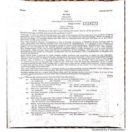 English 1st paper ssc 2020 Jessore Board | PDF