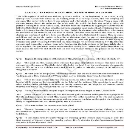 English Notes for First Year Class(XI) | PDF