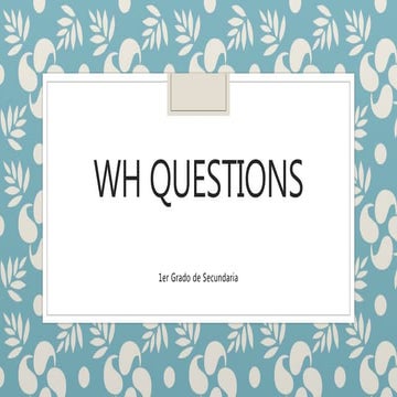 Wh Questions | PPTX