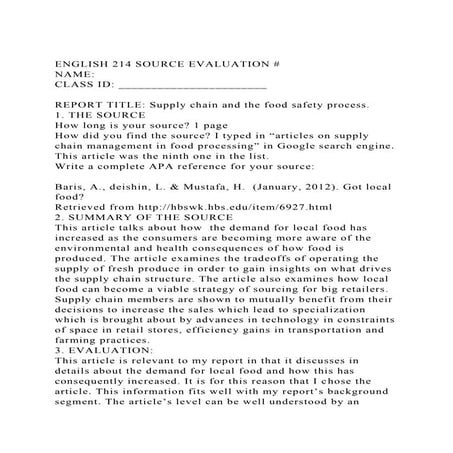 ENGLISH 214 SOURCE EVALUATION # NAME .docx