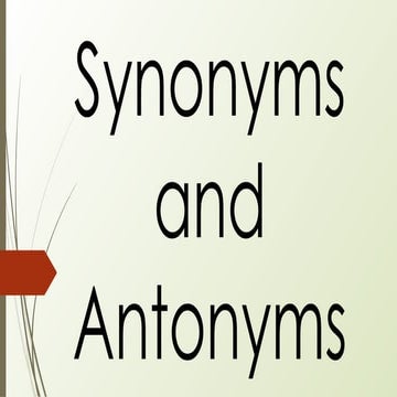 Synonym and Antonym PowerPoint | PPTX