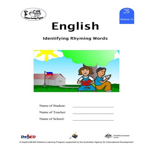 English 3 dlp 10 identifying rhyming words | PDF