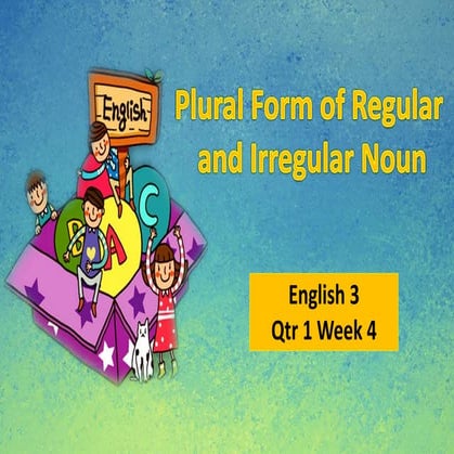 English 3 Qtr 1 Week 4- Plural Form of Regular and Irregular Noun | PPTX