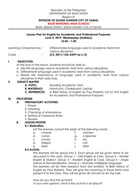 Sample of Semi Detailed Lesson Plan | DOCX | Educational Assessment ...