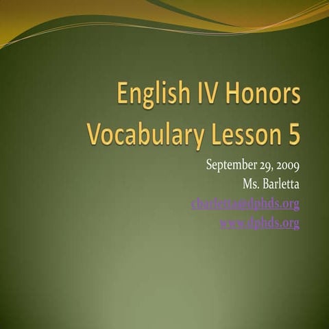 English 4 Honors Vocab 5 | PPT | Free Download