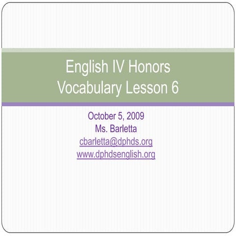 English 4 Honors Vocab 6 | PPTX