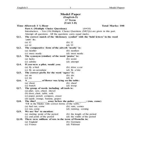 English 5 (model papers) | DOCX