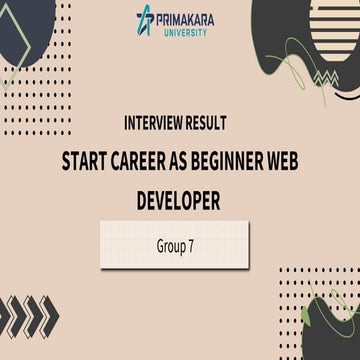 Learning English by Project Based Learning: Interview Project Plan Beginner Web Developer | PDF