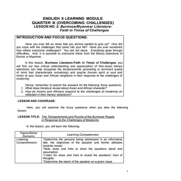 English 8 learning module quarter 3 lesson 2 | DOCX