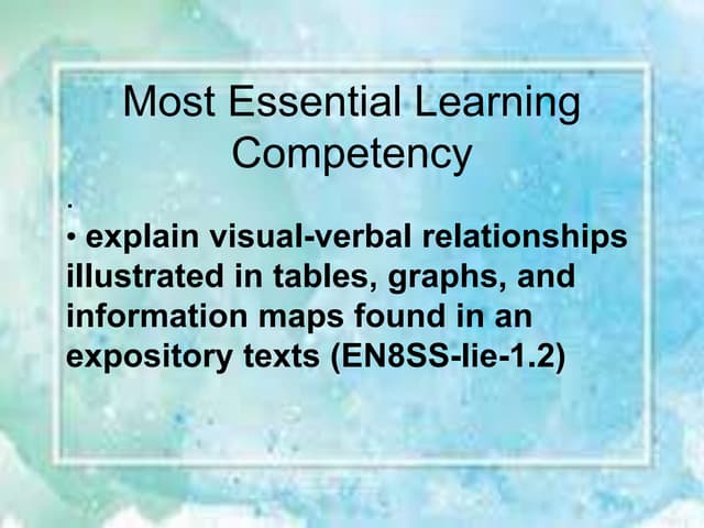 ENGLISH 8- VISUAL VERBAL RELATIONSHIPS.pptx | Books and Literature