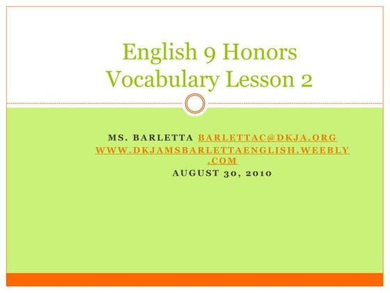 English 9 vocabulary 1-4 review | PPT