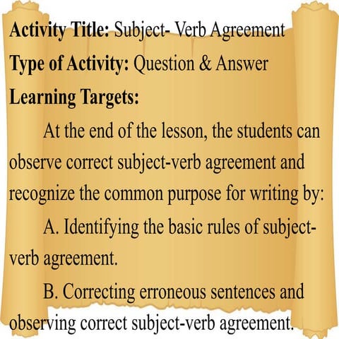 Subject Verb Agreement | PPT