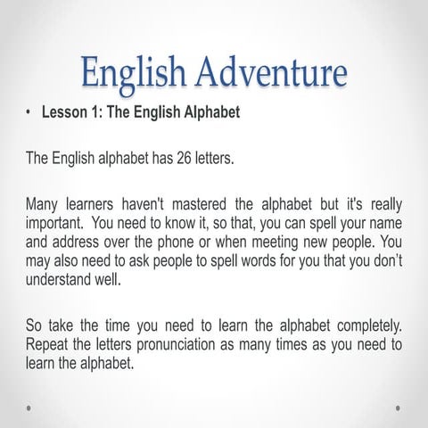 English Lesson One for young learners... | PPT