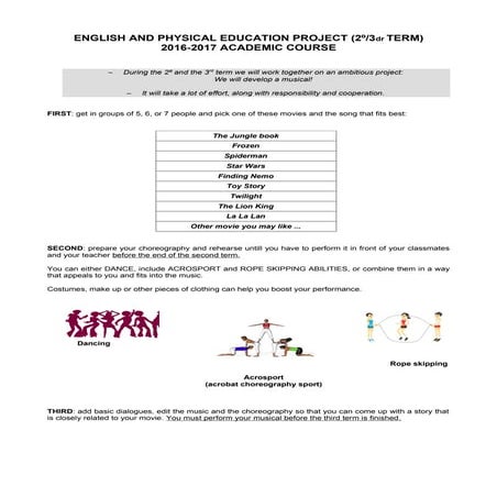 ENGLISH AND PHYSICAL EDUCATION 2º AND 3º TERM PROJECT | PDF
