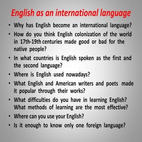 English as an international language | PPTX | Technology & Computing