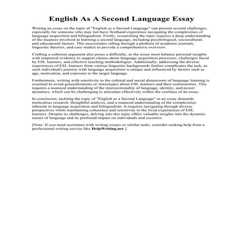 English As A Second Language Essay | PDF