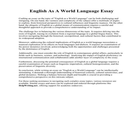 English As A World Language Essay.pdfEnglish As A World Language Essay | PDF