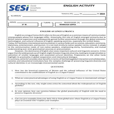 ENGLISH AS LINGUA FRANCA - INGLÊS COMO LÍNGUA FRANCApdf | PDF