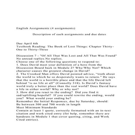 English Assignments (4 assignments) Description of eac.docx | Fantasy ...