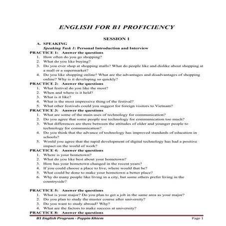 Tiếng Anh B1 Chuẩn Đầu Ra PTIT | PDF