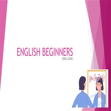 ENGLISH BEGINNERS a presentation for a short speaking activity | PPTX