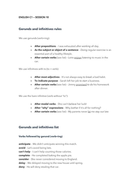 Gerunds and Infinitives (Part 2: Infinitives) | PPTX