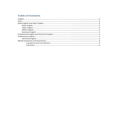 Table of contents format | DOCX