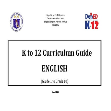 k-12 Curriculum Guide English Grade 10 | PDF