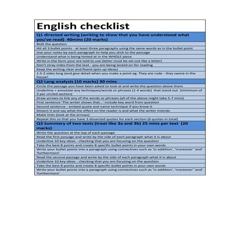 English checklist | PDF
