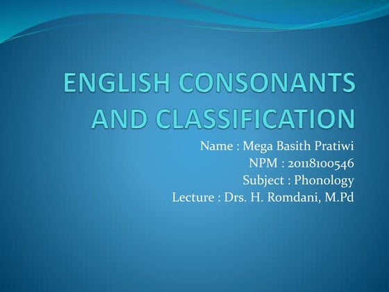 Consonant Sounds Ppt