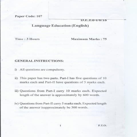 English d.el.ed 1st year paper code-107 | PDF