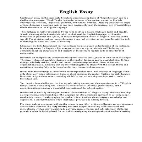 English Essay. How to Write an English Essay with Sample Essays ...