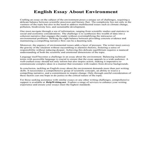 English Essay About Environment | PDF