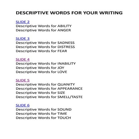 English essay descriptive words | PDF | Science