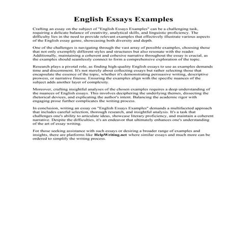 English Essays Examples | PDF