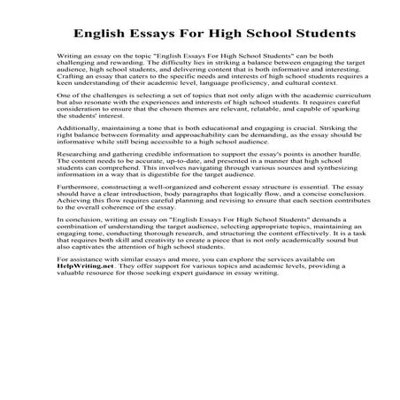 English Essays For High School Students.pdf | Secondary Education ...
