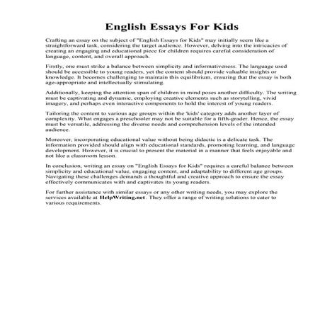 English Essays For Kids | PDF