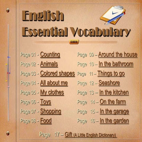 English Essential Vocabulary & a Little English Dictionary - 4 Kids (m ...