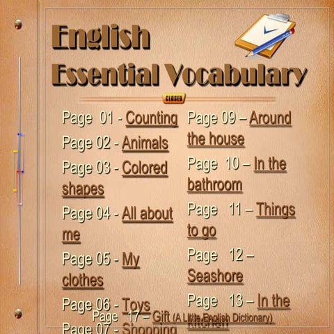 English Essential Vocabulary & a Little English Dictionary - 4 Kids (m ...